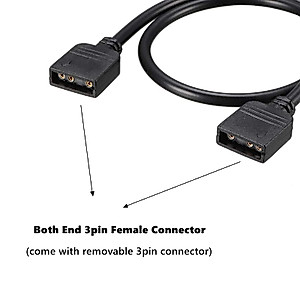 Besvalo ARGB Extension Cable 3 Pin, ARGB Interface Extension Cable, 5 V 3-Pin Connector Hub, 12 Inches, 1-1