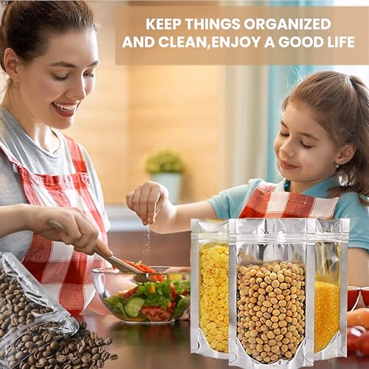 100-Pack Resealable Clear Mylar Bags for Food Storage, Stand up Smell Proof Mylar Food Storage Bags with Air Tight Zipper - Heat Sealable Small Packaging Bags (3.5" x 5.9")