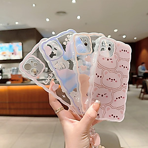 ZSYTZL Compatible with iPhone 11 Case Cute Cartoon Peach Rabbit with Cute Chain Design for Women Girls Aesthetic Kawaii Slim Soft TPU Transparent Case for iPhone 11-Peach Rabbit