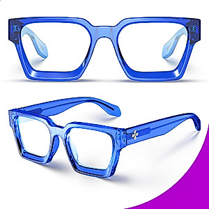 VISOONE Blue Light Blocking Glasses Rectangle Chic Preppy Look MultiColor Frame for Women Men RIVER