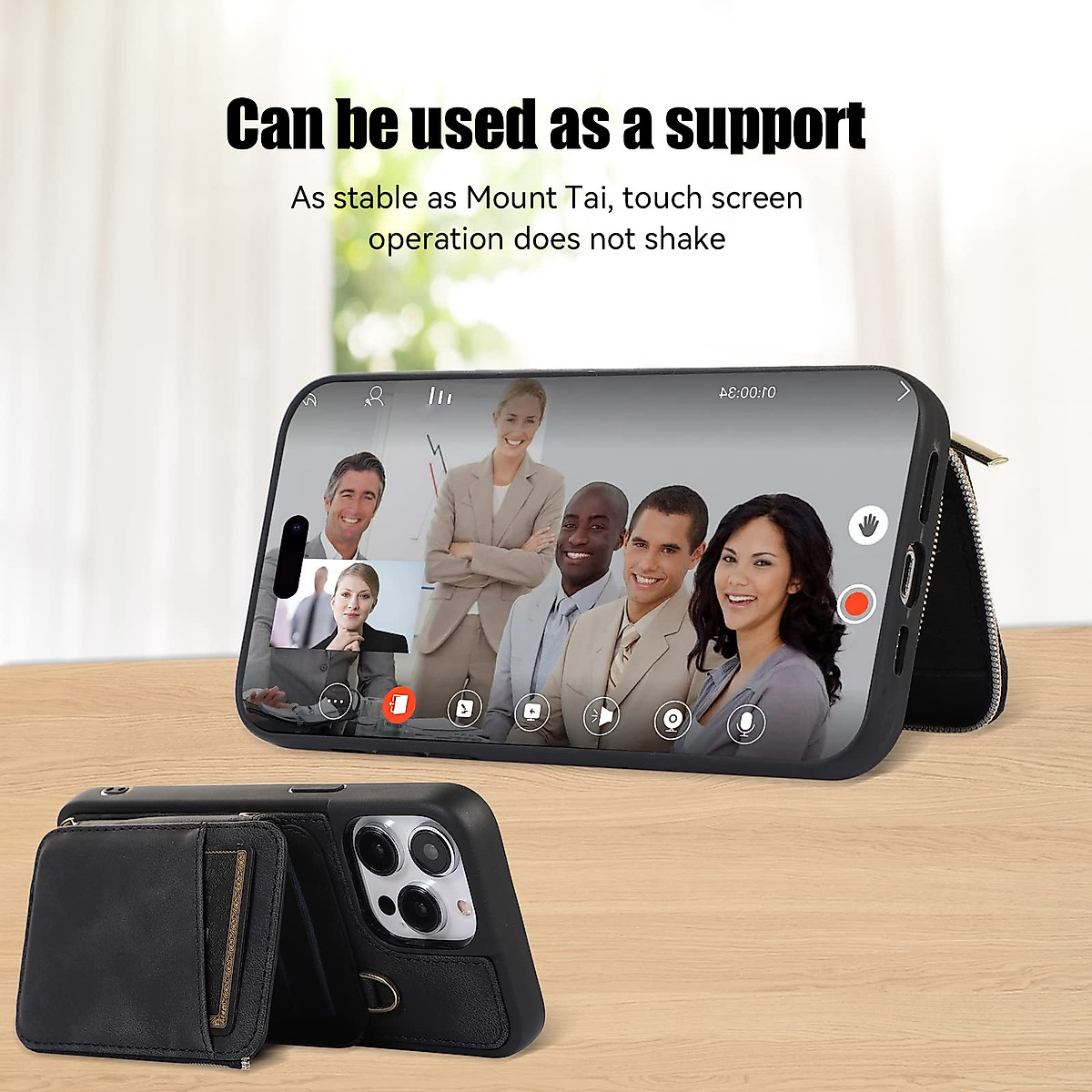 Asuwish Phone Case for iPhone 14 Pro Max 6.7 inch Wallet Cover with Screen Protector and Zipper Card Holder Stand Cell Accessories iPhone14promax 5G i Phone14Max Plus iPhone14 ProMax Women Men Black