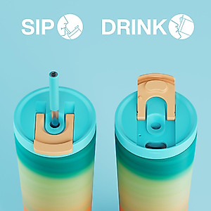 ENCOOL 24 oz Insulated Tumbler with Lid and Straw, 100% Leakproof Travel Coffee Mug, Stainless Steel Coffee Tumbler, Keeps Cold for 24 Hours or Hot for 8 Hours, Car Cup Holder Friendly (Avenue)