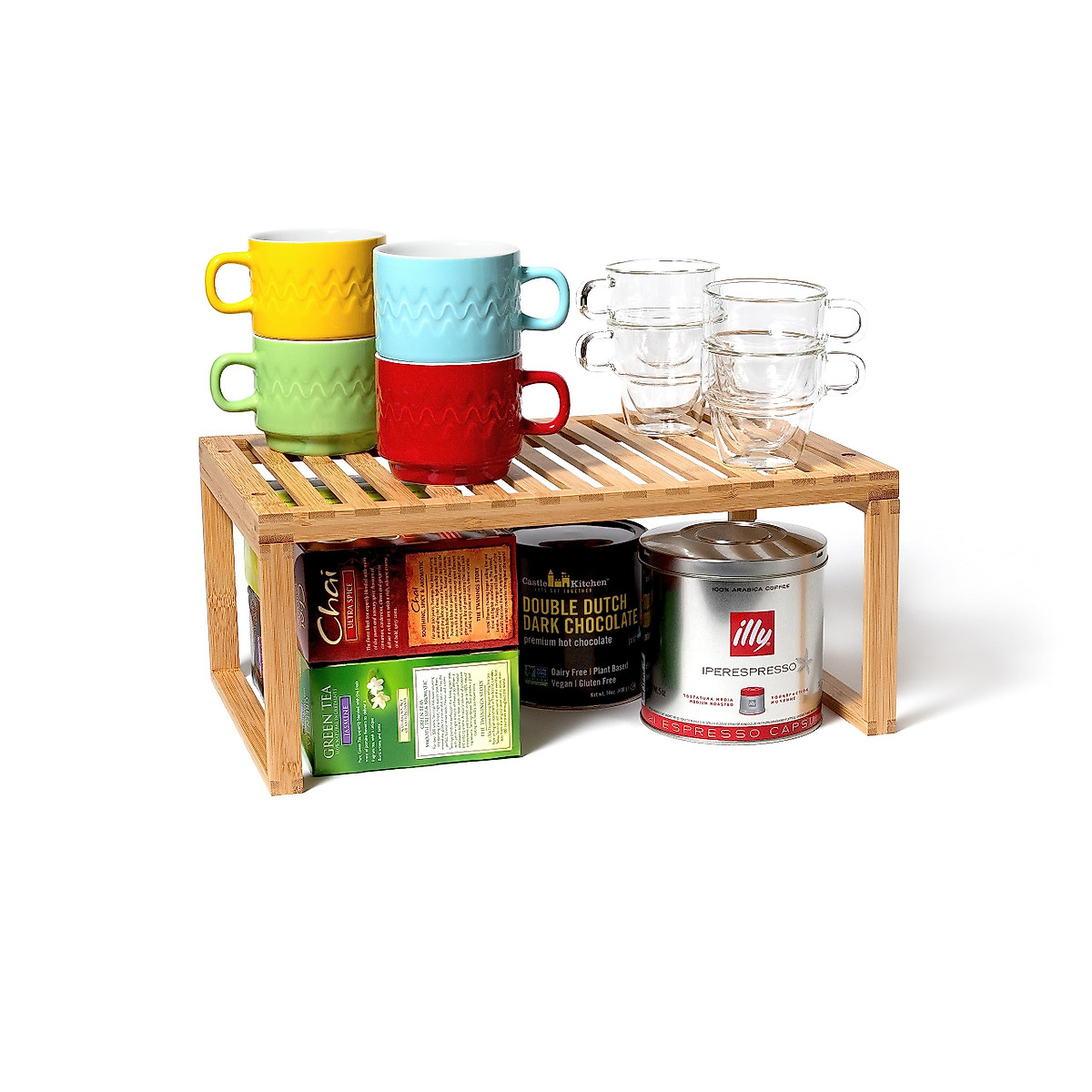 Lipper International Bamboo Kitchen Cabinet Shelf for Organizing a Pantry, Countertop, or Bathroom, 15 5/8" x 10" x 6 1/4"