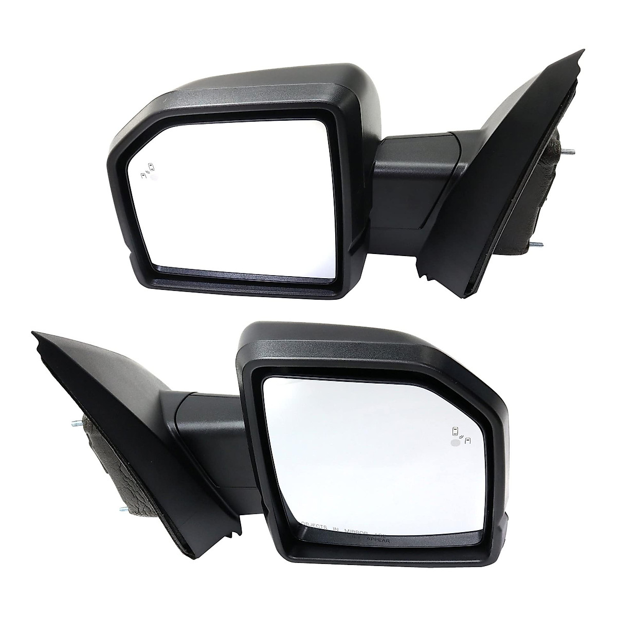 Kool Vue Driver & Passenger Side Power Heated Mirrors for Ford F-150 2015-2019 Power Fold With Signal Light, Blind Spot Monitor; without Memory Textured w/o 360-Degree Cam