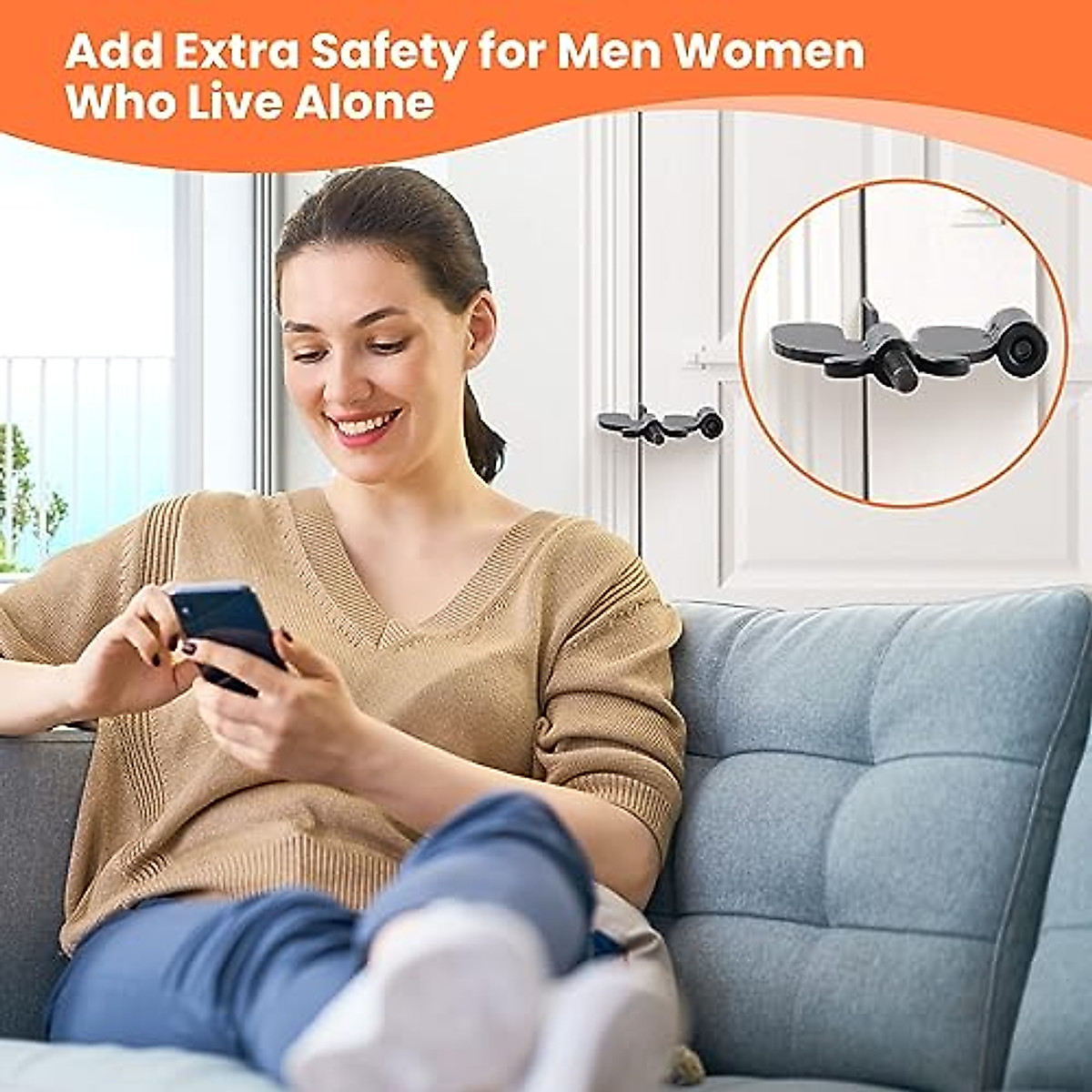 Portable Door Lock Home Security Hotel Door Locks for Travelers Door Safety Locks from Inside Bedroom Apartment Security Travel Gifts Essentials Black