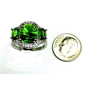 R6264 Classic Mt St Helens Helenite Cushion & Oval 3 Stones 4.1Ct Sterling Silver Ring (7)