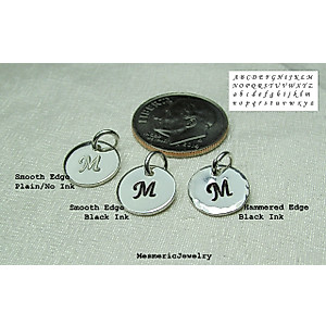 Single Small Hand Stamped Initial Charm - Sterling Silver 3/8" Disc with Letter
