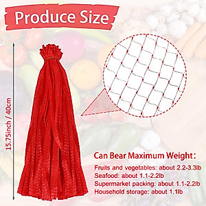 COTELEEC 100Pcs Reusable Mesh Produce Bags, 16 Inch Stretchable Mesh Vegetable Bags for Vegetables Onion Potato Storage Fruits Seafood (100Pcs-red)