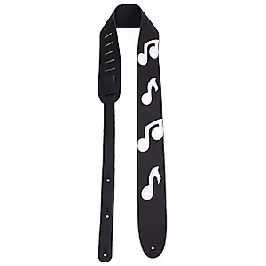 Perri's Leathers, The Famous Collection, Guitar Strap, Music Notes Themed, Leather, Adjustable for Electric/Acoustic/Bass Guitars, Anti-Slip, 41" to 56" Inches, Compatible with All Lock Systems, Black