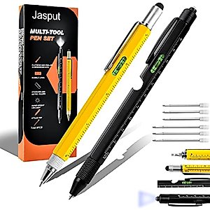Gift Tool Pen,2 Pack Multitool Pen with Ballpoint Pen,Ruler,Stylus,Level,Screwdriver,Personalized Pen Tool Gadget Pen Gift for Men Stocking Stuffers Dad Gifts,Christmas,Birthday,Kid,Teacher