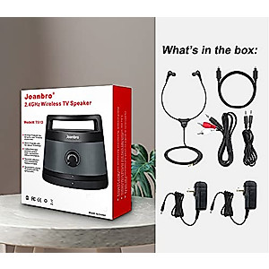 Joanbro TS1D 2.4GHz Portable Wireless Speakers for TV for Seniors and Hard of Hearing, Optical/RCA/AUX Supported, Voice Highlighting and Tone Control, 100ft Long Range TV Speaker