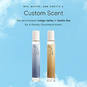 Skylar Indigo Valley Eau de Parfum - Hypoallergenic & Clean Perfume for Women & Men, Vegan & Safe for Sensitive Skin- Woody, Floral Perfume, Blueberry Mocha, Water Lotus & Clearwood - 10mL /0.33 Fl oz