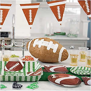 Football Party Game Ball Oval Paper Dinner Plates, Beverage Napkins, and Beverage Cups (Serves 16)
