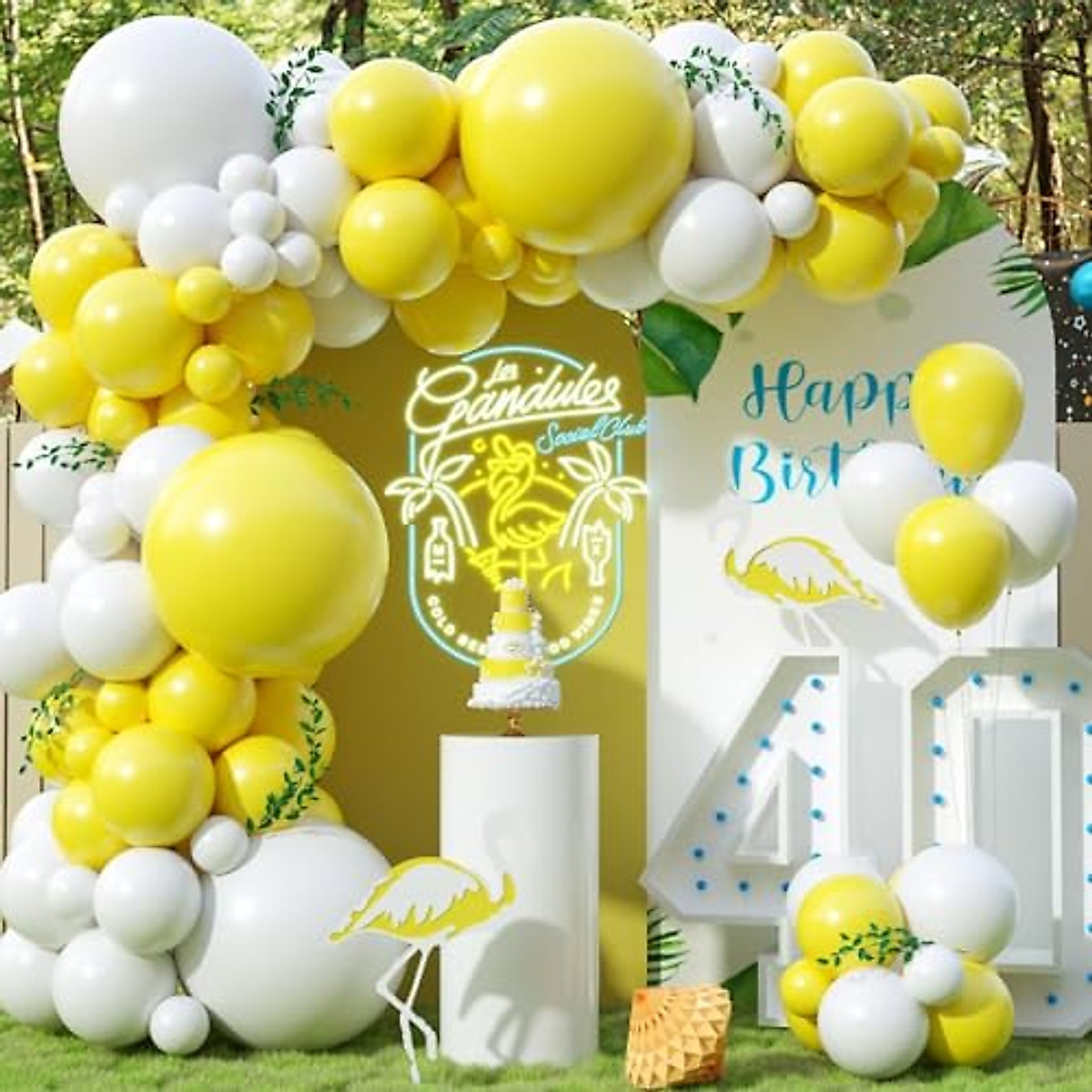 Yellow and White Balloons, 60pcs 12 Inch Yellow White Balloons Latex Helium Party Balloons for Birthday Baby Shower Sunflower Honeybee Theme Engagement Anniversary Bachelorette Party Supply Decoration