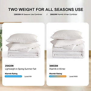 COTTEBED White Twin Bed Comforter Set - XL Twin Bedding Size Down Comforter with Pillow Sham Super Soft Fluffy Comfortable PolyCotton for Kids College Dorm Boys Girls School All Season Use Twin/TwinXL