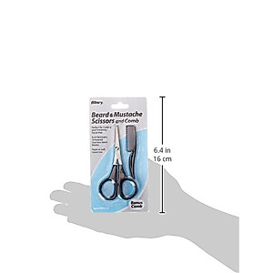 Allary Men's Beard and Mustache Scissors, Mini Comb Trimming Kit