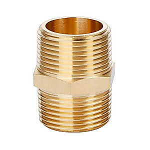U.S. Solid Brass Pipe Fitting, Hex Nipple, 3/4" x 3/4" NPT Male Pipe Adapter