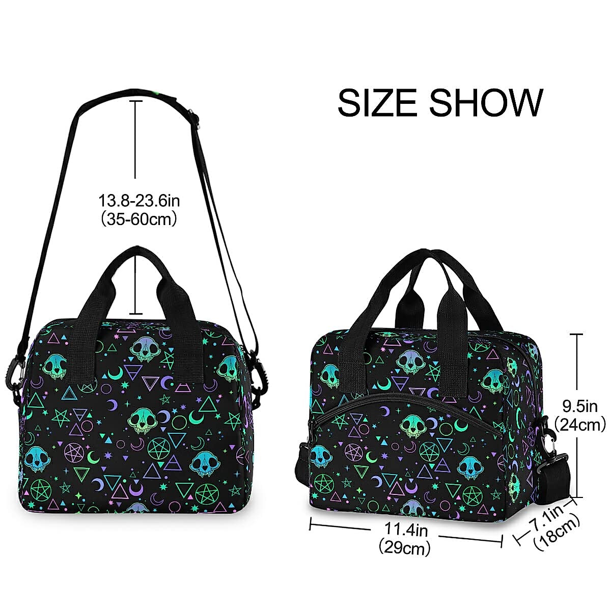 MNSRUU Insulated Lunch Bag Magic Skulls Lunch Bag Women Lunch Tote Men Lunch Cooler Bag Reusable Leakproof Lunch Box For Work School
