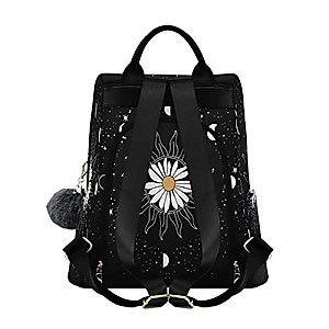 ALAZA Daisy Flower Sun Moon Women Backpack Anti Theft Back Pack Shoulder Fashion Bag Purse