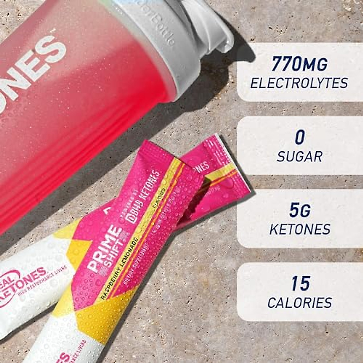 BHB Exogenous Ketones Drink Mix Packets - Real Ketones Keto Electrolytes Powder Packets No Sugar with 4 Main Fasting Electrolytes plus Hydrating Patented Keto BHB - 30 Count Raspberry Lemonade
