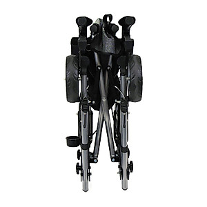 HealthSmart Walker Rollator with Seat and Backrest, Adjustable Handle Height, FSA HSA Eligible, Removable Storage Bag and a Durable Lightweight Frame That Folds While Supporting up to 300 pounds