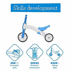 Chillafish Bunzi Gradual Balance Bike and Tricycle,6 inches, 2-in-1 Ride on Toy for 1-3 Years Old, Silent Non-Marking Wheels, Lime