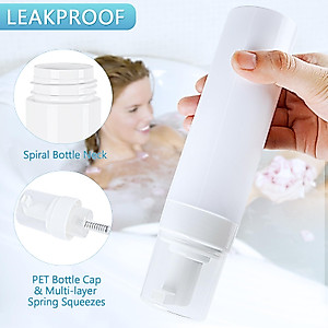 Foam Pump Bottle 200ml/6.8oz Empty Plastic Foam Dispenser Pump Bottle Travel Large Refillable BPA Free Lotion Bottles for Shampoo Shower Hand Soap Foaming (4 Pack) White
