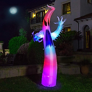 VIVOHOME 9FT Halloween Inflatable Yard Decor, Giant Color Changing Ghost, Outdoor Blow Up with Built-in LED Light for Lawn, Garden, Party