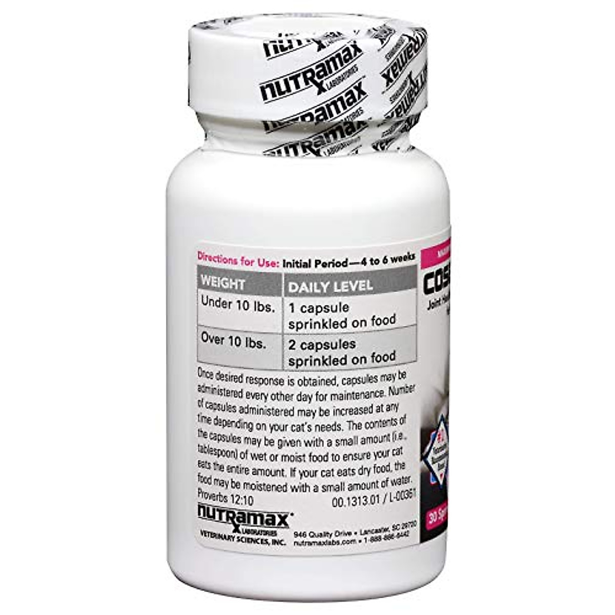 Nutramax Cosequin Joint Health Supplement for Cats - With Glucosamine and Chondroitin, 30 Capsules