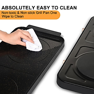 AEWHALE Portable Double Electric Burner with Removable Cast Aluminium Griddle Pan Non-stick,1800 W Hot Plate for Cooking, Independent Temperature Control for Family Party