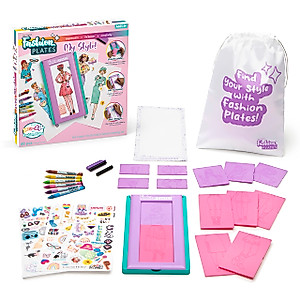 Fashion Plates My Style – Girls Fashion, Mix-and-Match Drawing Kit, Arts and Crafts, Coloring, Art Supplies, Craft Supplies, Stencils, Crayons Included, Create Your Own Fashion Designs, Ages 6+