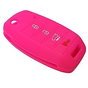 Coolbestda Silicone 4 Buttons Flip Key Fob Cover Keyless Case Jacket Remote Holder Protector for 2016 2017 2018 2019 Kia Optima Soul Sorento Sportage Forte Rio Sedona （Not Fit Smart Key Fob）