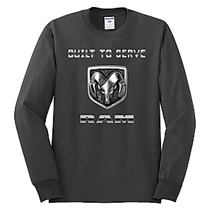 Dodge Ram Logo Retro Guts Glory USA Cars and Trucks Mens Long Sleeve Shirt, Charcoal, X-Large
