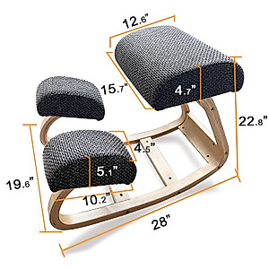 Kneeling Chair, Ergonomic Desk Chair for Office Home - Improve Your Posture with Angled Rocking Stool - Solid Wood Rocking Chair with High-Resilience Foam Seat Cushions