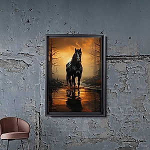 Majestic Black Stallion Galloping In The Clouds, Black Horse On Salt Flats, Canvas Print, Black Horse Print, Black Horse Wall Art, Wall Art, Home Decor