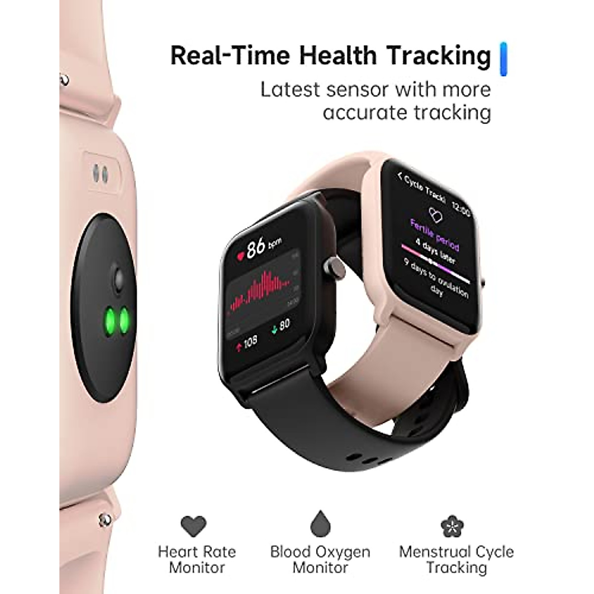 TOOBUR Smart Watch for Women Alexa Built-in, 1.8" IP68 Waterproof Fitness Tracker with Heart Rate/Blood Oxygen/Sleep Tracker/100+ Sport Modes/Answer & Make Calls, Fitness Watch Android iOS Compatible