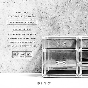 BINO | 5-Drawer Makeup Organizer, Lexington Avenue | THE MANHATTAN SERIES | Modular Design Storage Drawers | Vanity Acrylic Organizers | Stackable Storage Bins | Clear Makeup Organizers And Storage