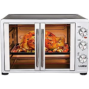 BUNDLE Luby Extra Large Toaster Oven, 18 Slices, 14'' pizza, 20lb Turkey, Silver, Stainless Steel + Asurion 3-year Warranty