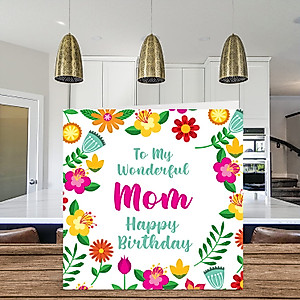 Stuff4 Fun Birthday Cards for Mom - Wonderful Female - Cute Happy Birthday Card for Mom from Daughter Son, Mother Special Birthday Gifts, 5.7 x 5.7 Inch Floral Greeting Cards for Mama Mum Mam Mommy
