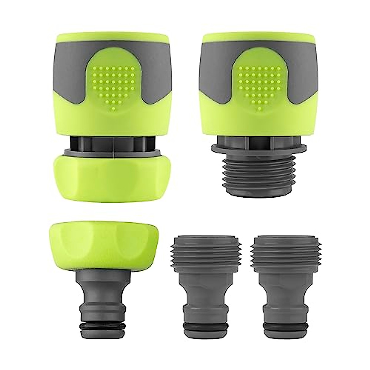 Flexzilla HFZGAK14 Garden Hose Quick-Connect Fittings, 5-Piece Coupler & Plug Kit, ZillaGreen