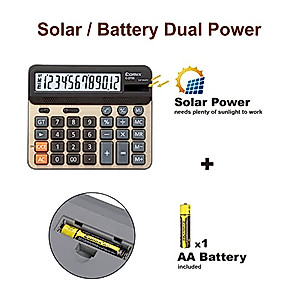 Comix Desktop Calculator, Large Computer Keys, 12 Digits Display, Champaign Gold Color Panel, C-2735