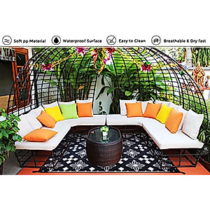 HICOOE Plastic Straw Outdoor Rugs for Patio Clearance 5x7' Waterproof Outside Rug Modern Indoor Area Mats for Deck Rv Porch Beach Trailer Floor Balcony Backyard Camping (Black & White)