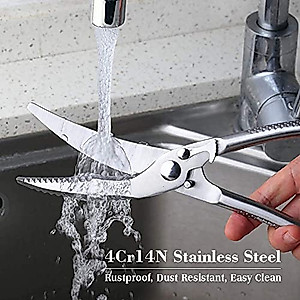 Dnifo Kitchen Scissors Heavy Duty, Stainless Steel Poultry Shears Multifunctional, Premium Spring Loaded Food Scissors for Cutting Bone, Chicken, Fish, Seafood, Meat, Vegetables and so on.