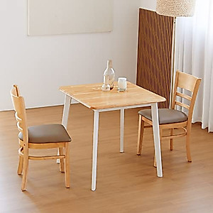 Livinia 3-Piece Dining Table Set, Canberra 28.3" Table (Natural-White) Cabin Chair (Natural) Set for Two