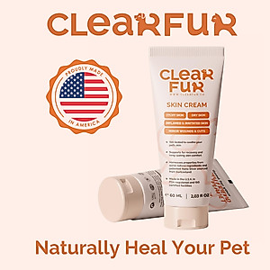 ClearFur Hot Spot Treatment for Dogs & Cats | Dog Itching Skin Relief | Colloidal Silver Cream | Anti Itch for Dogs | Fast Relief | Made in The USA | Vet Recommended | Natural & Non-Toxic | 2 oz