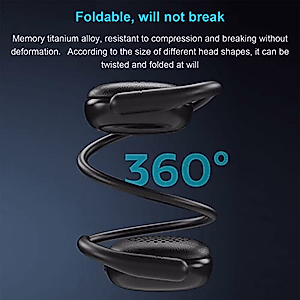 CHUYI Behind The Head Headphones, Bluetooth Wireless On-Ear Earphones, Foldable Lightweight Wireless Stereo Neckband Around Head Headset with Built-in Mic for Sports, 23Hrs Music Time (Black)