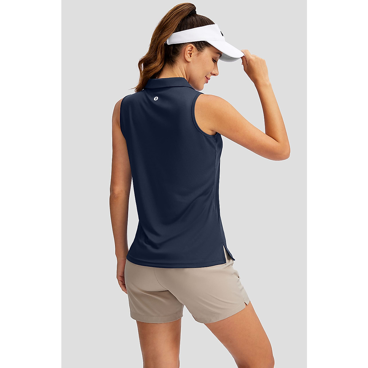 SANTINY Women's Sleeveless Golf Shirt V-Neck Quick Dry Tennis Tank Tops Collared Golf Polo Shirts for Women(Navy_M)