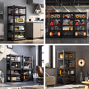 REIBII Storage Shelves 5-Tier Adjustable Garage Storage Shelving Heavy Duty Metal Shelving Utility Rack Shelf Unit for Warehouse Pantry Closet Kitchen,12" D x 27.5" W x 60" H