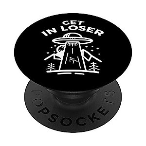 Retro Vintage Get In Loser Alien Funny Gift PopSockets PopGrip: Swappable Grip for Phones & Tablets
