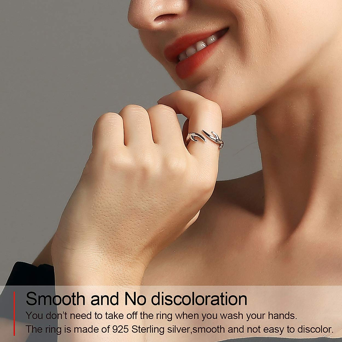 Jewever S925 Sterling Silver Original Deer Forest Antlers Women Open Ring Birthday Gift Jewelry